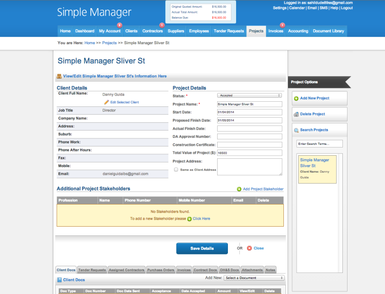 Simple ManagerProjects Page - Simple Manager